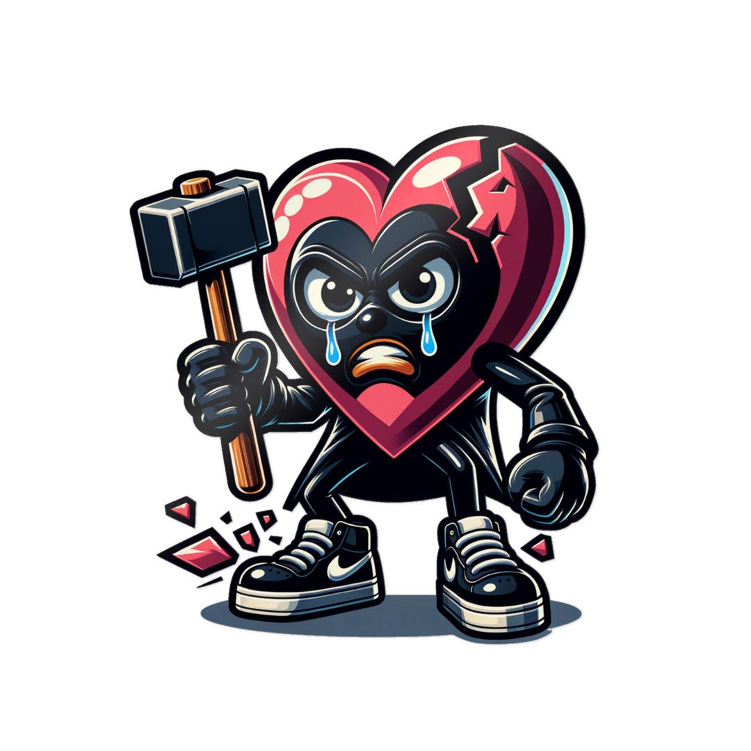 Edgy Heartbreak Die-cut Stickers, Broken Hearted Sticker, Emo Decals ...