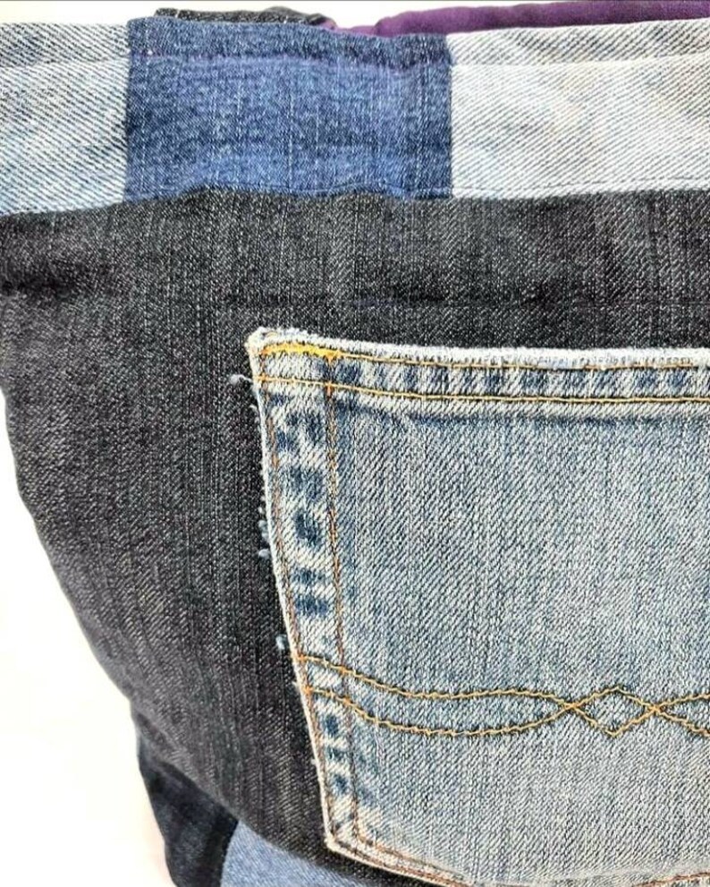 Denim Handbag, Medium Tote Handbag, Jean Purse, Denim Purse, Upcycled ...