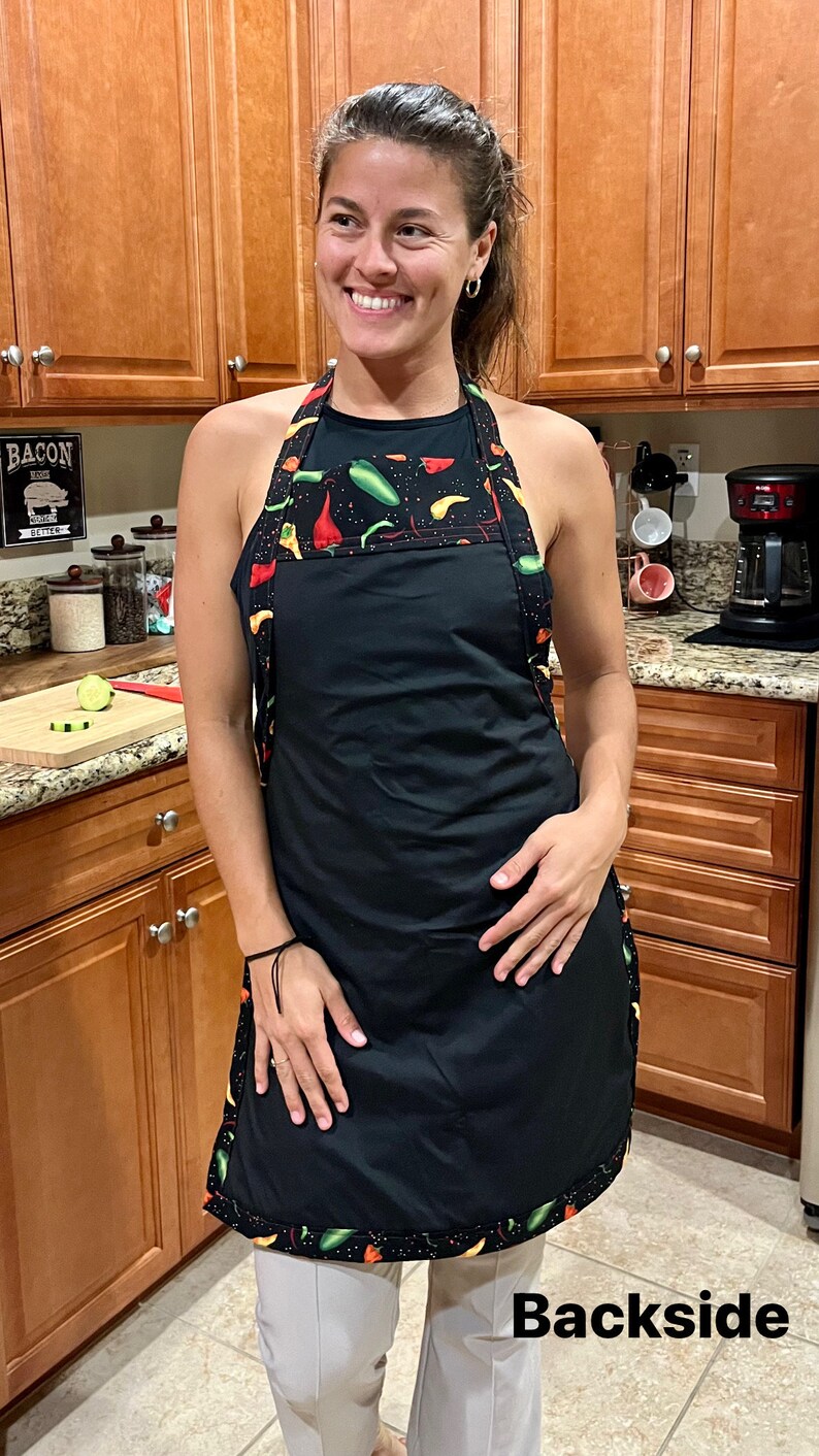 Best Seller* Women's Denim Kitchen Apron With Pepper Fabric, Recycled ...