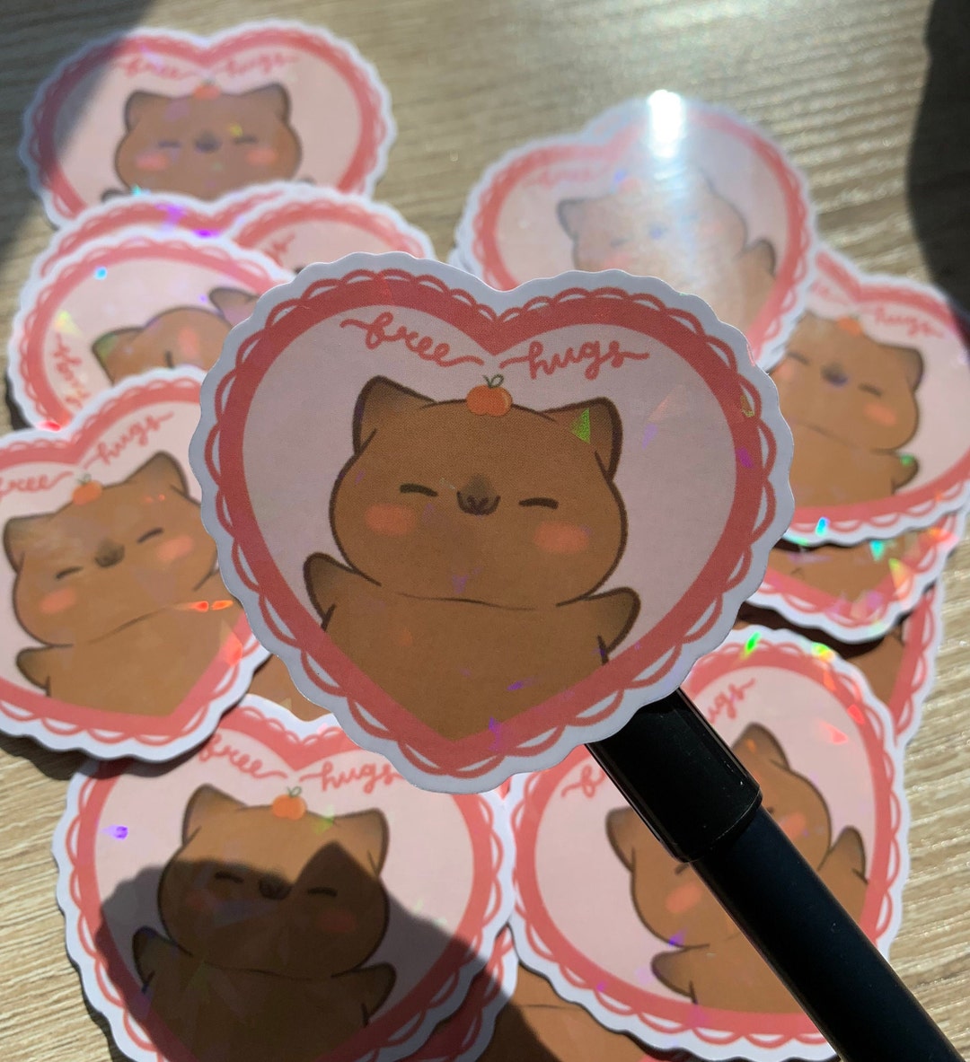 Cute Holographic Capybara Sticker - Free Hugs - Etsy