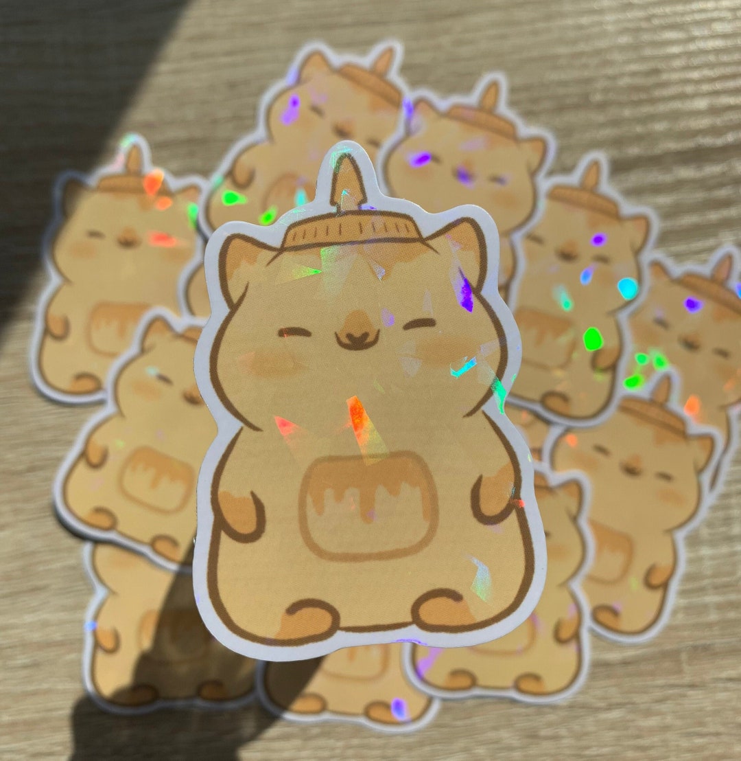 Holographic Cute Honey Capybara Bottle Waterproof Sticker - Etsy
