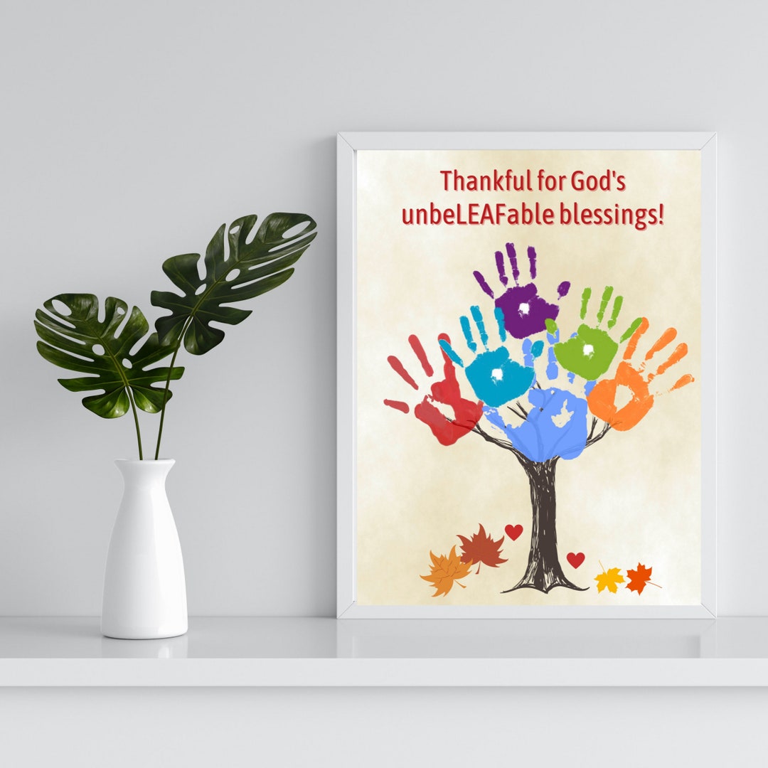 Thank You for God's Unbeleafable Blessings Tree Handprint Christian Art ...