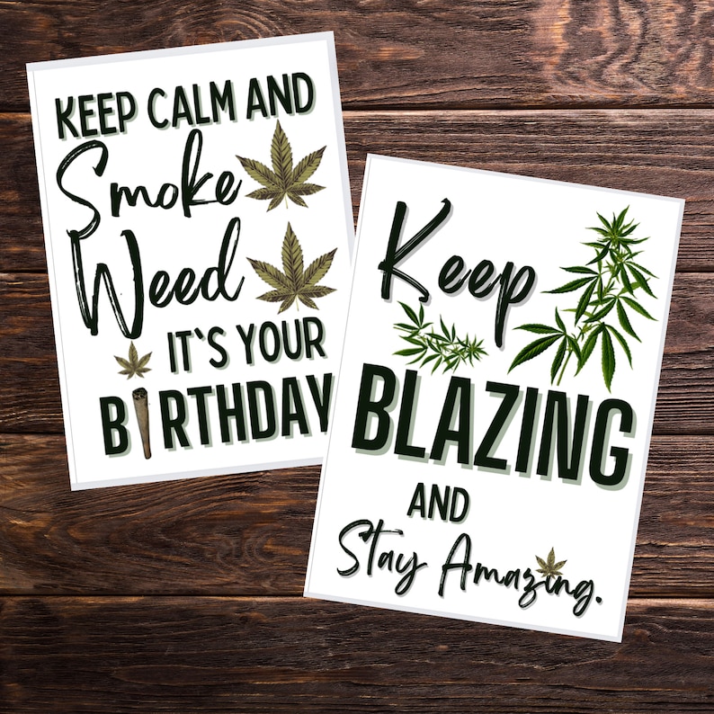Cannabis Printable Birthday Cards // Weed Birthday Cards - Etsy