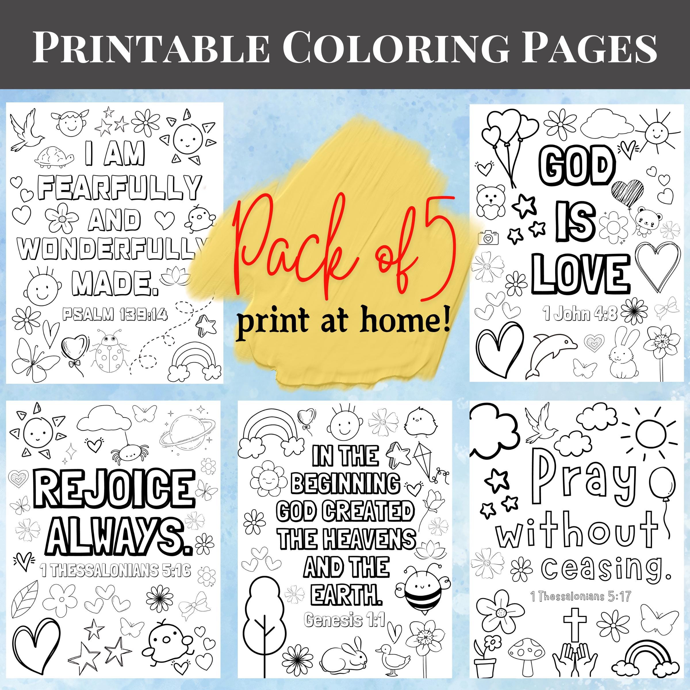 Printable Christian Coloring Pages 5 Pack Print at Home Adult and ...