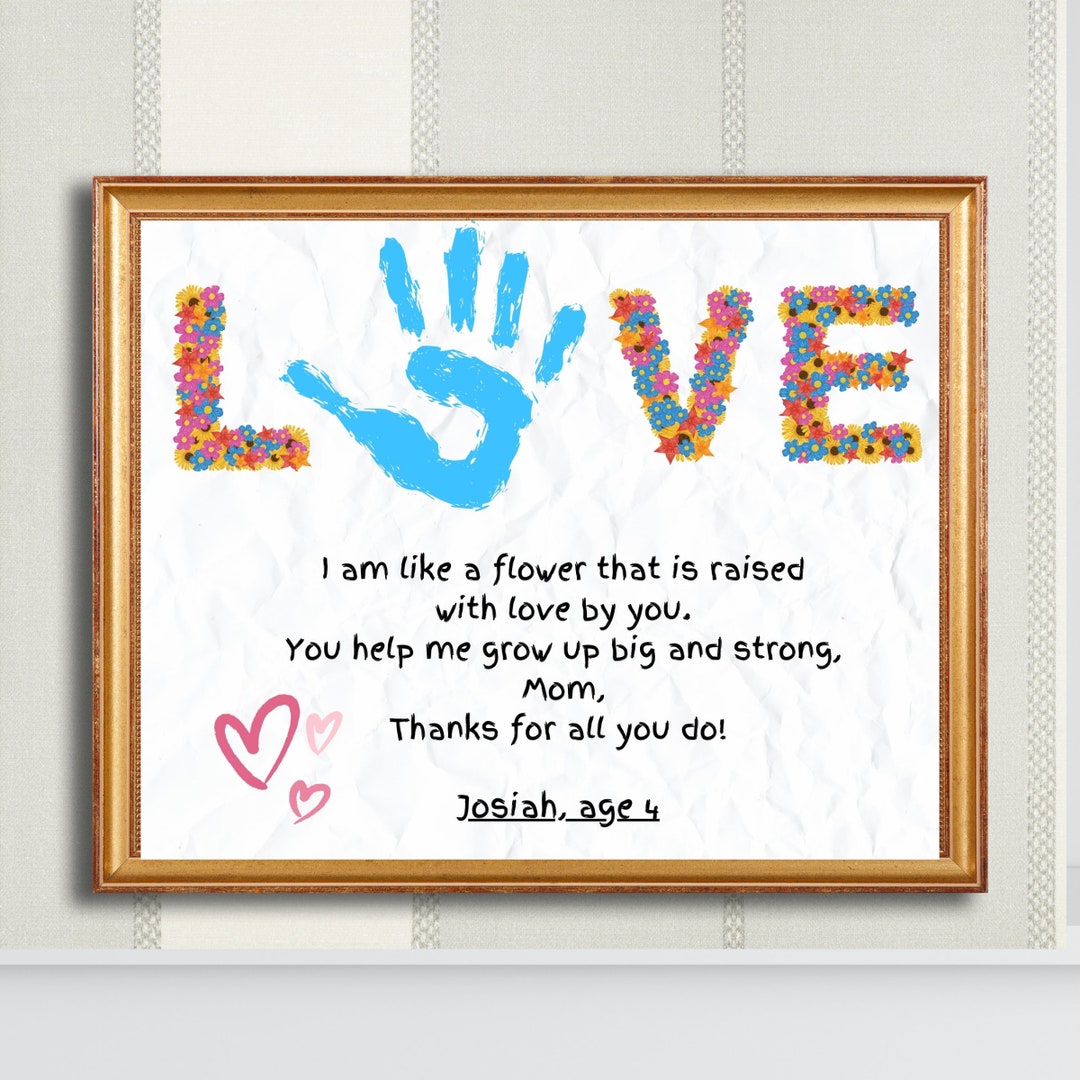 Mother's Handprint Poem From Child // DIY Handprint Art - Etsy