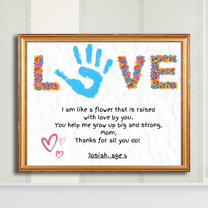 Mother's Handprint Poem From Child // DIY Handprint Art - Etsy