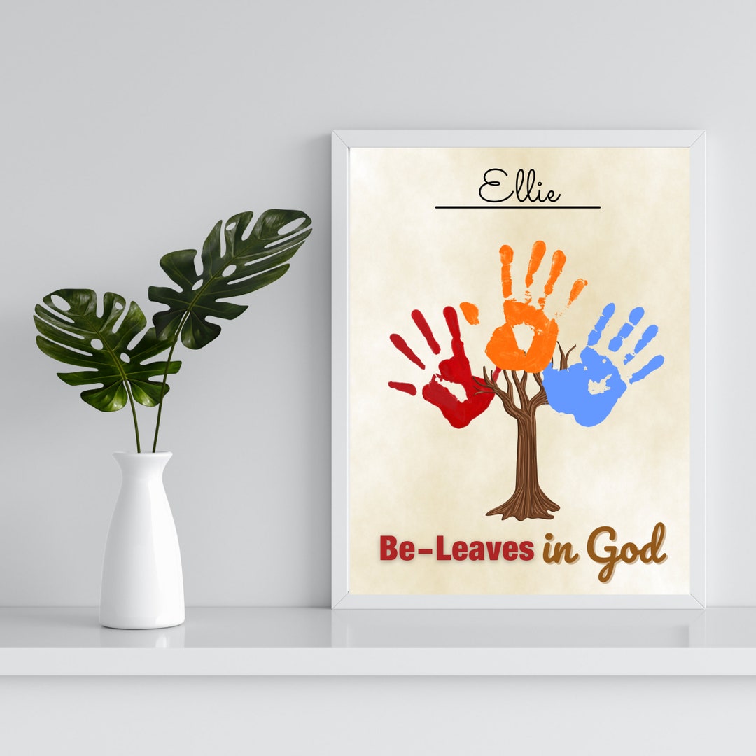 Tree Handprint Christian Art Kids // DIY Handprint Art - Etsy