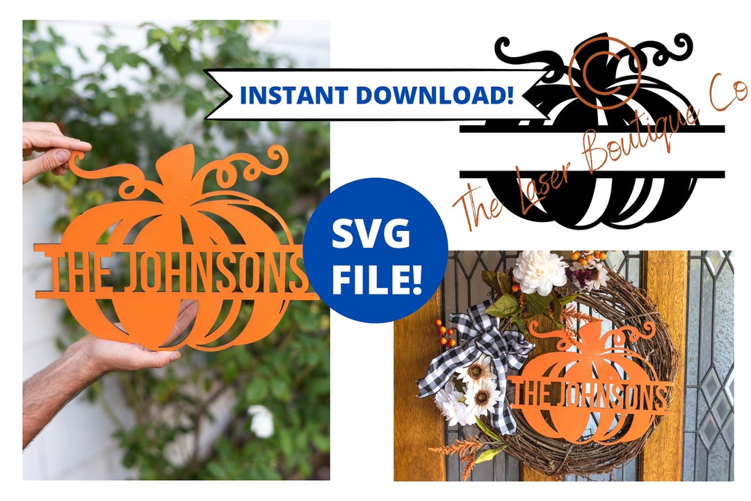 Pumpkin Monogram SVG, Pumpkin Sign Svg, Laser Engraving Svg, Glowforge ...