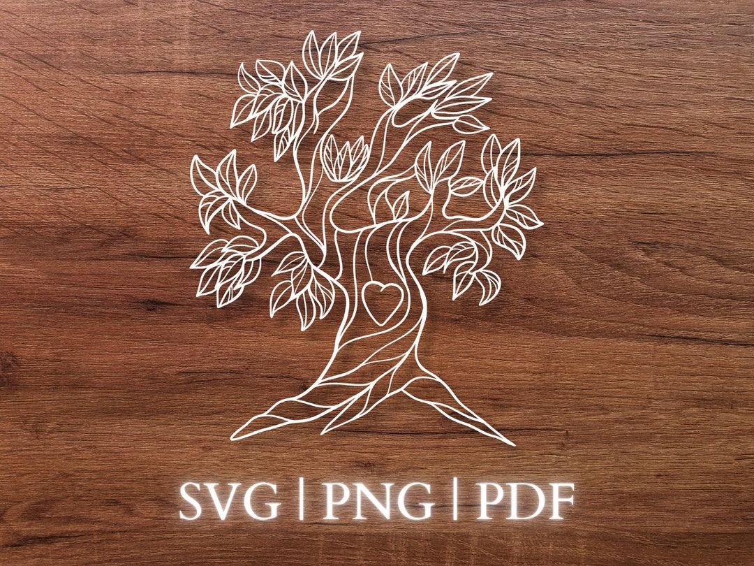 Tree Heart SVG PNG for Cricut and Silhouette, Carved Heart Tree Svg Png ...