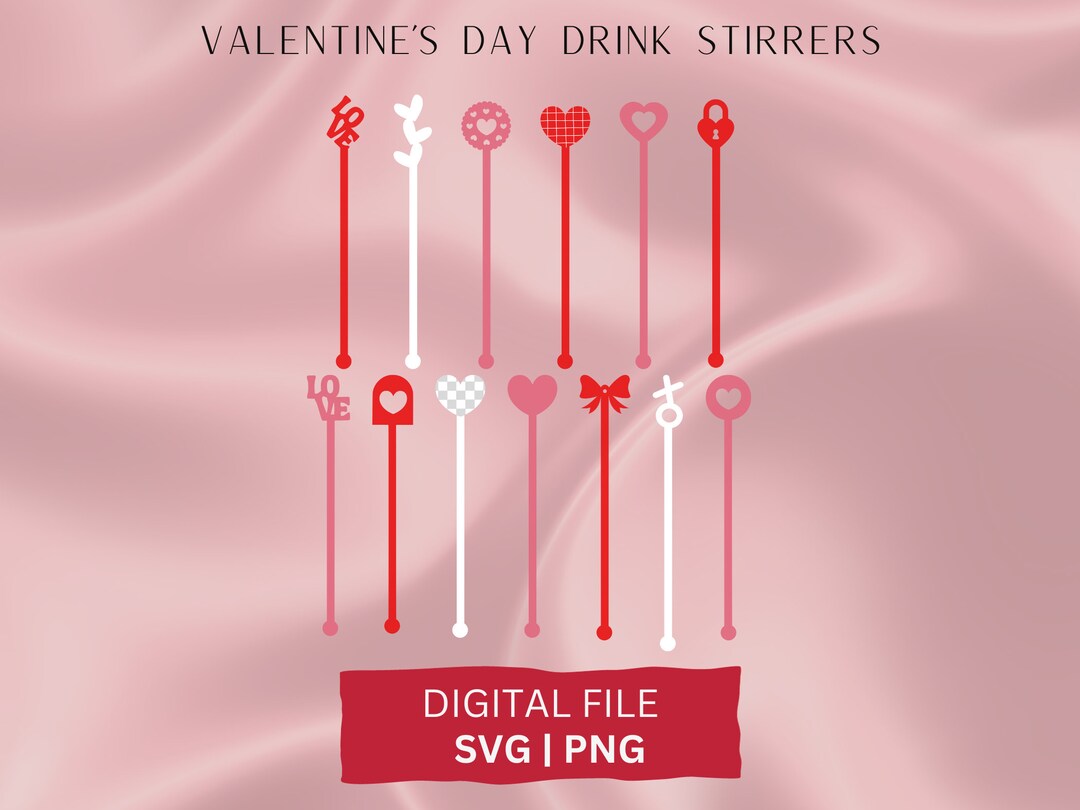 Valentine's Day Drink Stirrers Svg, Drink Stirrer Bundle, Cocktail ...