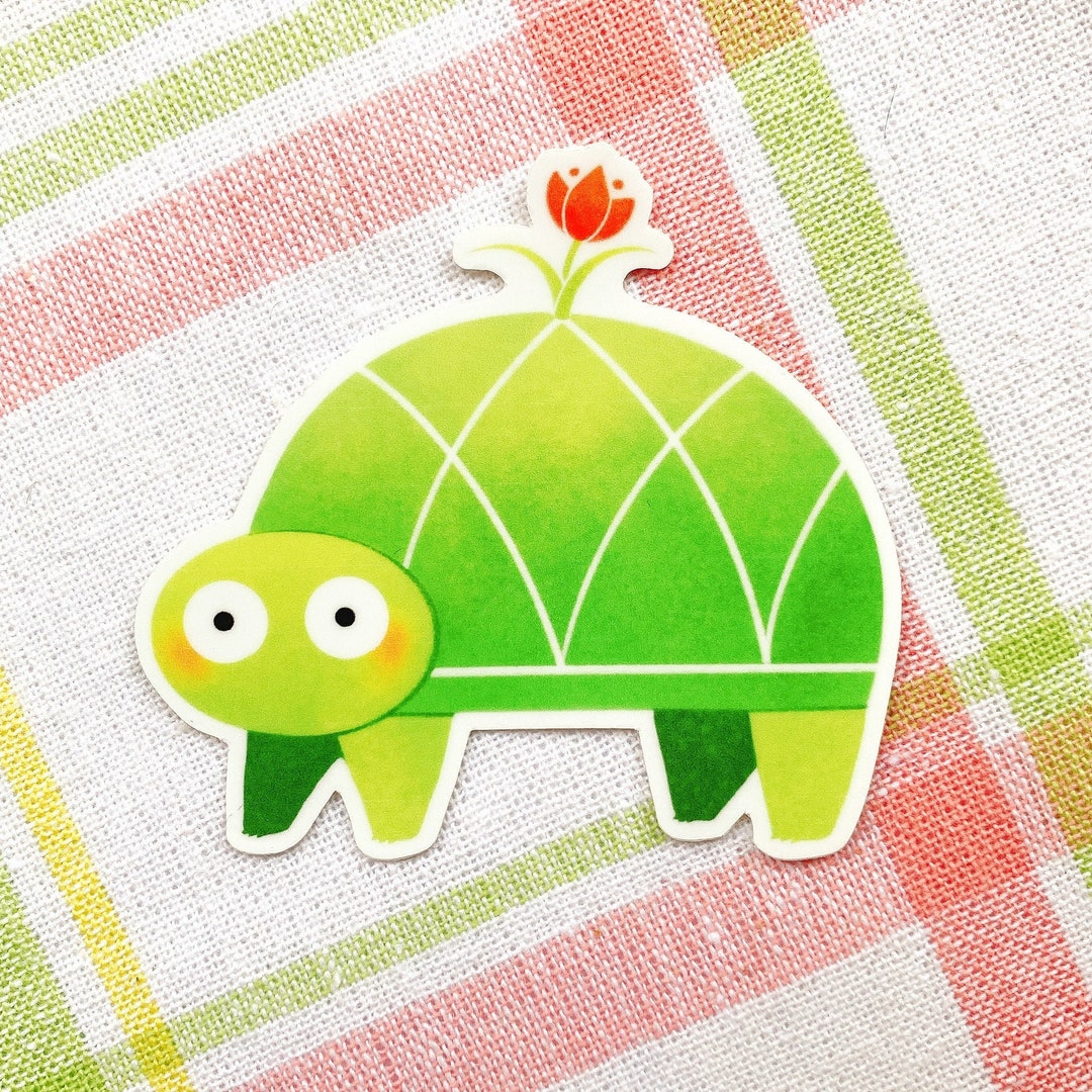 Flower Turtle Waterproof Vinyl Sticker - Etsy