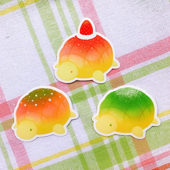 Turtle Melon Pan Weather Proof Vinyl Stickers | Etsy
