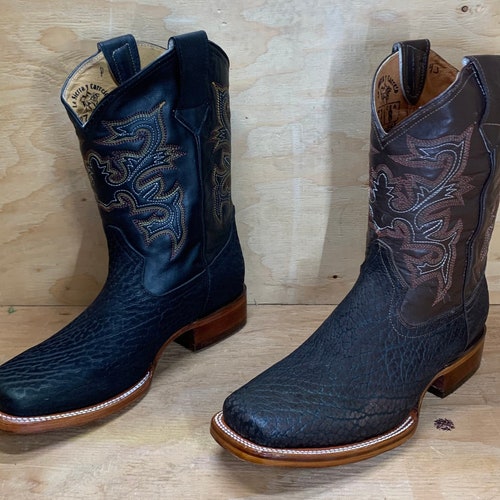 Men Western Cowboy Square Toe Boot Bota Vaquera Caballero - Etsy