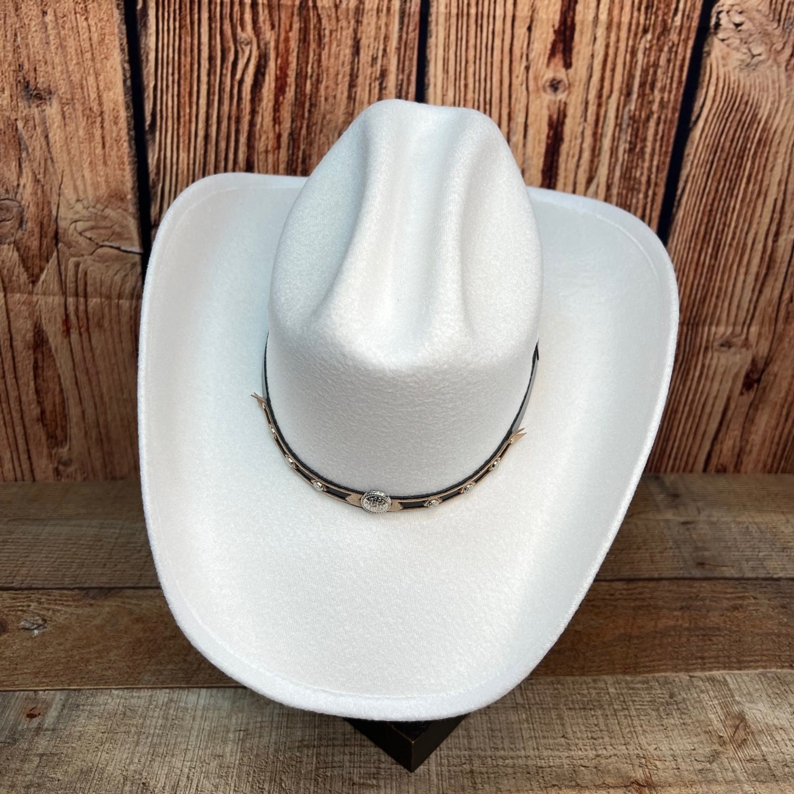 Men's White Faux Felt Western Cowboy Hat Tejana Sombrero Vaquero Texana ...
