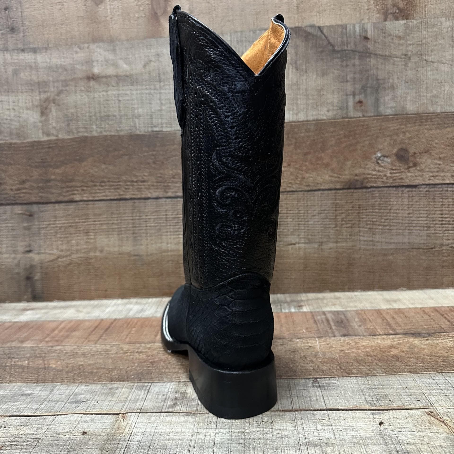 Python Print Cowgirl Boots: Square Toe Genuine Leather Western Bota - Etsy