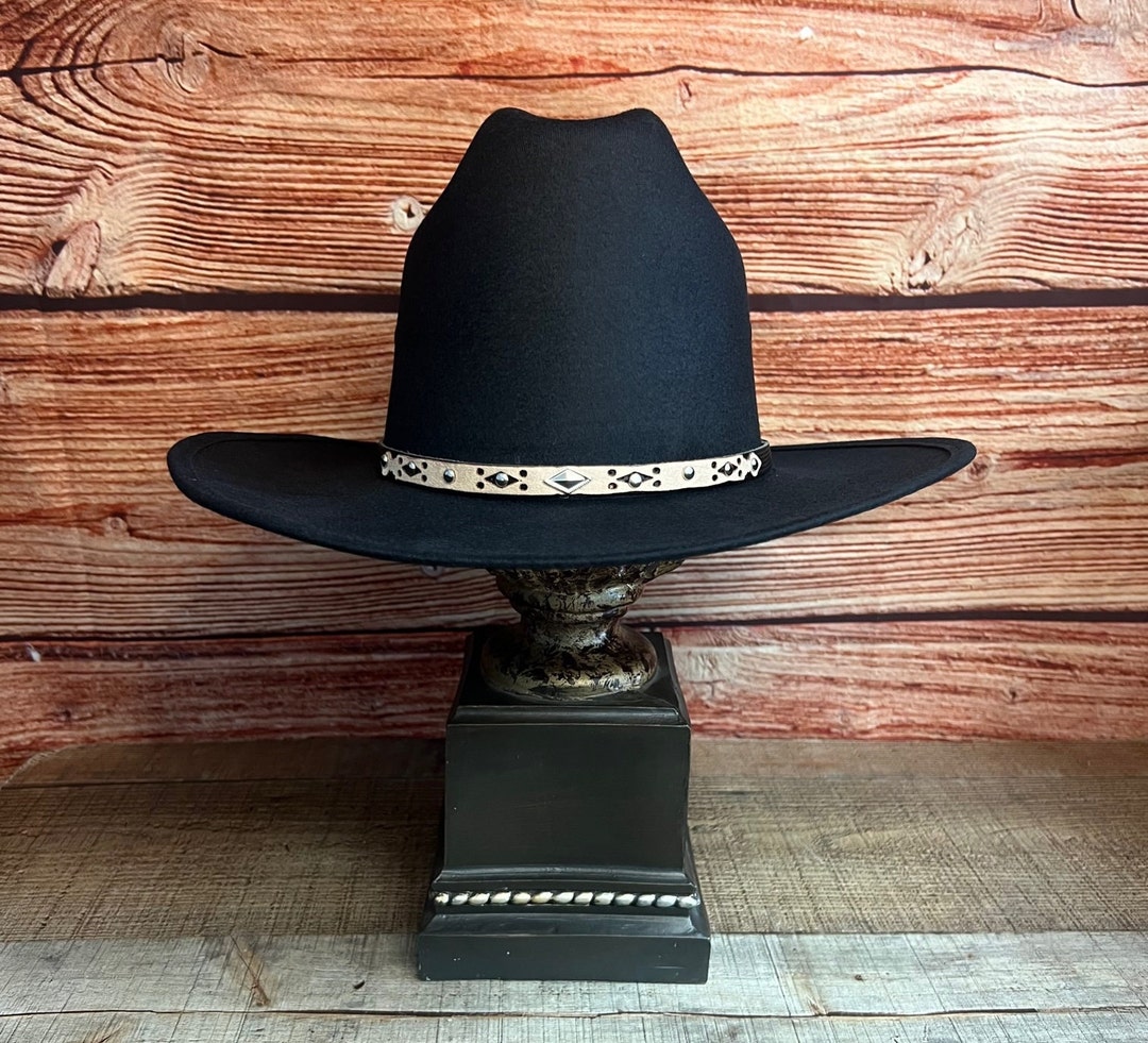 Black Faux Felt Cowboy Hat: Tall Crown Western Rodeo - Etsy