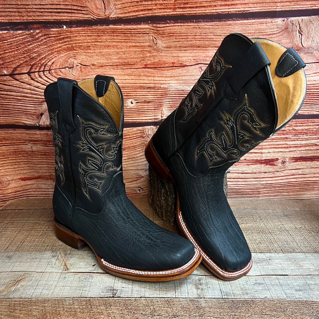 Men Western Cowboy Exotic BULLS NECK/ CUELLO De Toro Square Toe Boot ...