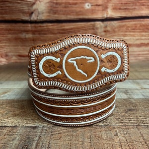 Men Charro Western Cowboy Leather Pita Belt HANDTOOLD 2INCH Cinto De ...