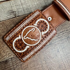 Men Charro Western Cowboy Leather Pita Belt HANDTOOLD 2INCH Cinto De ...