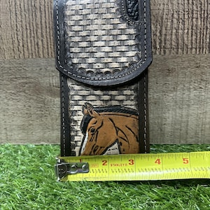 MEN WESTERN Phone Holder Cincelada Brown Horse / Phone Case Funda De ...