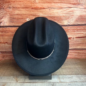 Black Faux Felt Cowboy Hat: Tall Crown Western Rodeo - Etsy