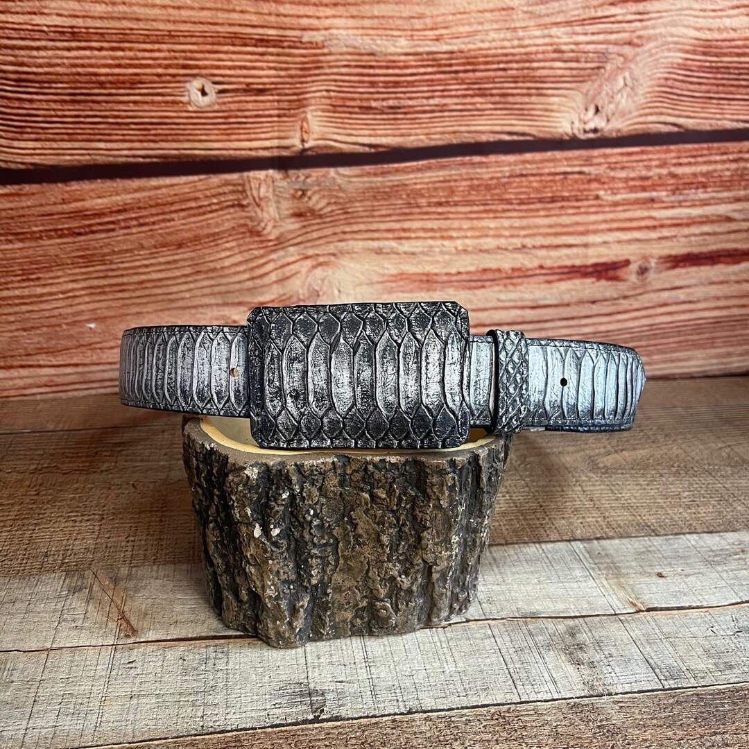 Men's WESTERN COWBOY RODEO Python Snake Embossed Exotic Print Belts ...