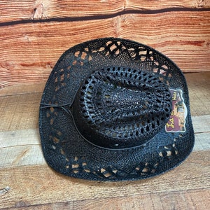 Unisex Western Rodeo Cowgirl/ Cowboy Black Straw Hat Sombrero Vaquero ...