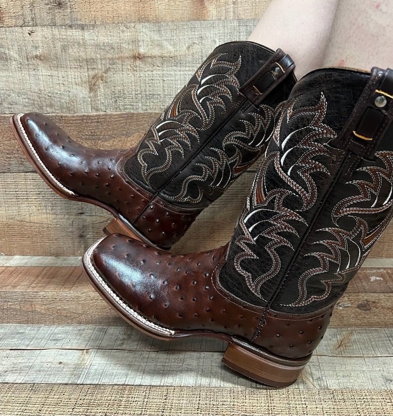 Women's WESTERN COWGIRL Exotic Square Toe Ostrich Print - Etsy