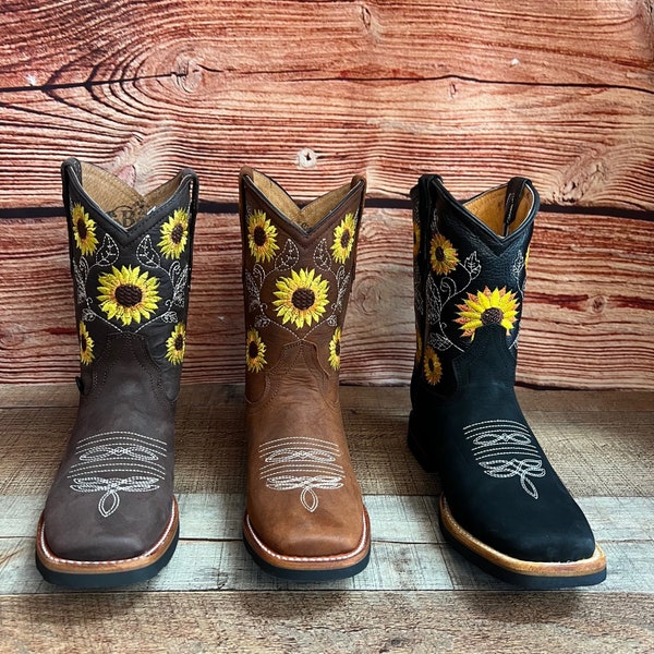 Sunflower Square Toe Cowgirl Boots - Etsy