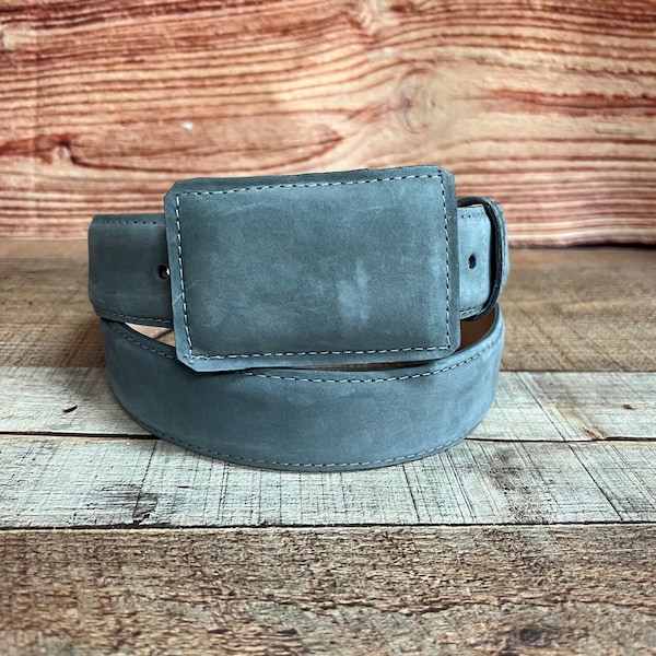 Gray Leather Belt - Etsy