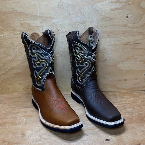 Men's Western Cowboy Square Toe Leather Boot Bota Vaquera - Etsy