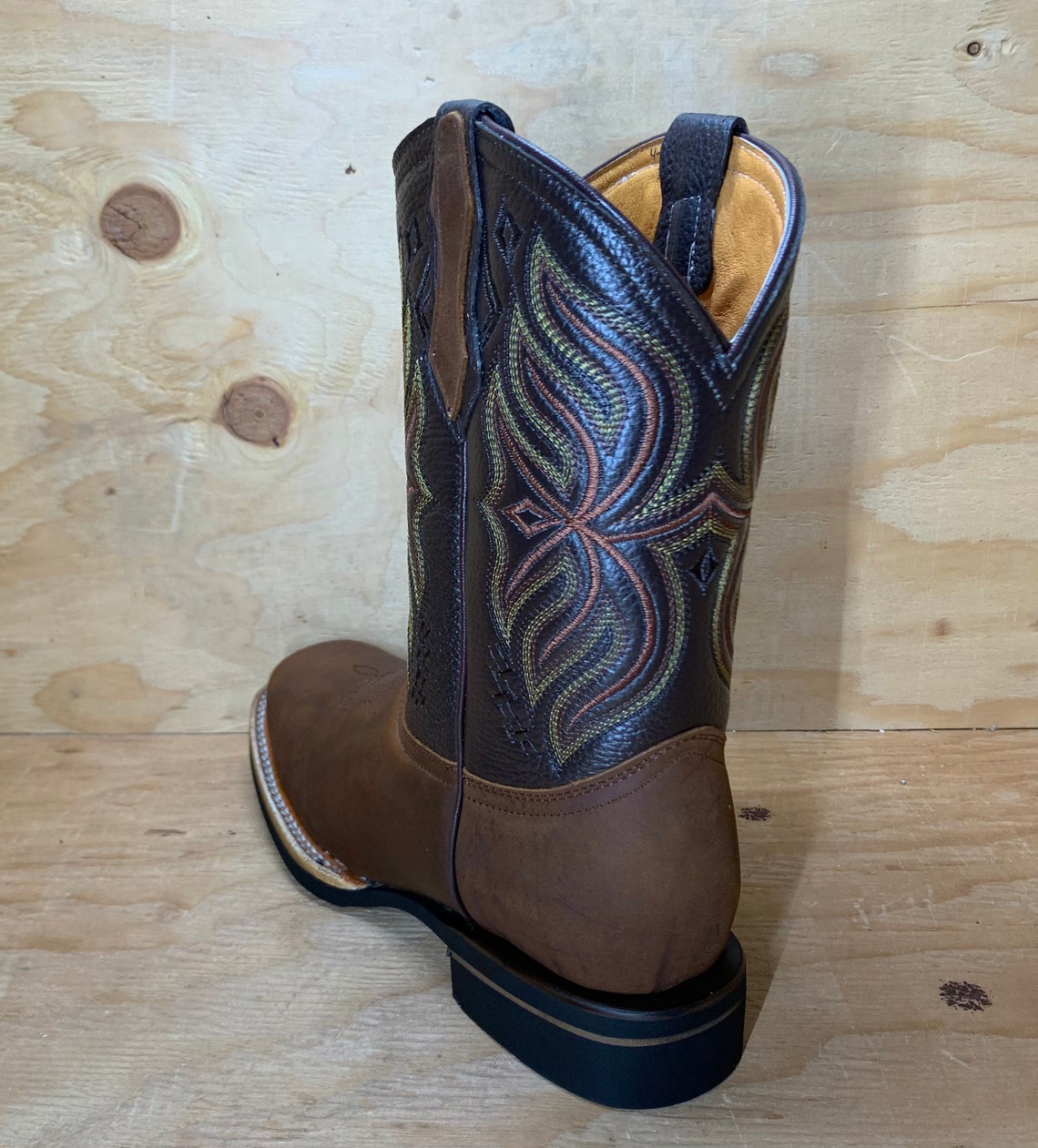 Men Western Cowboy Square Toe Boot Bota Vaquera Caballero - Etsy