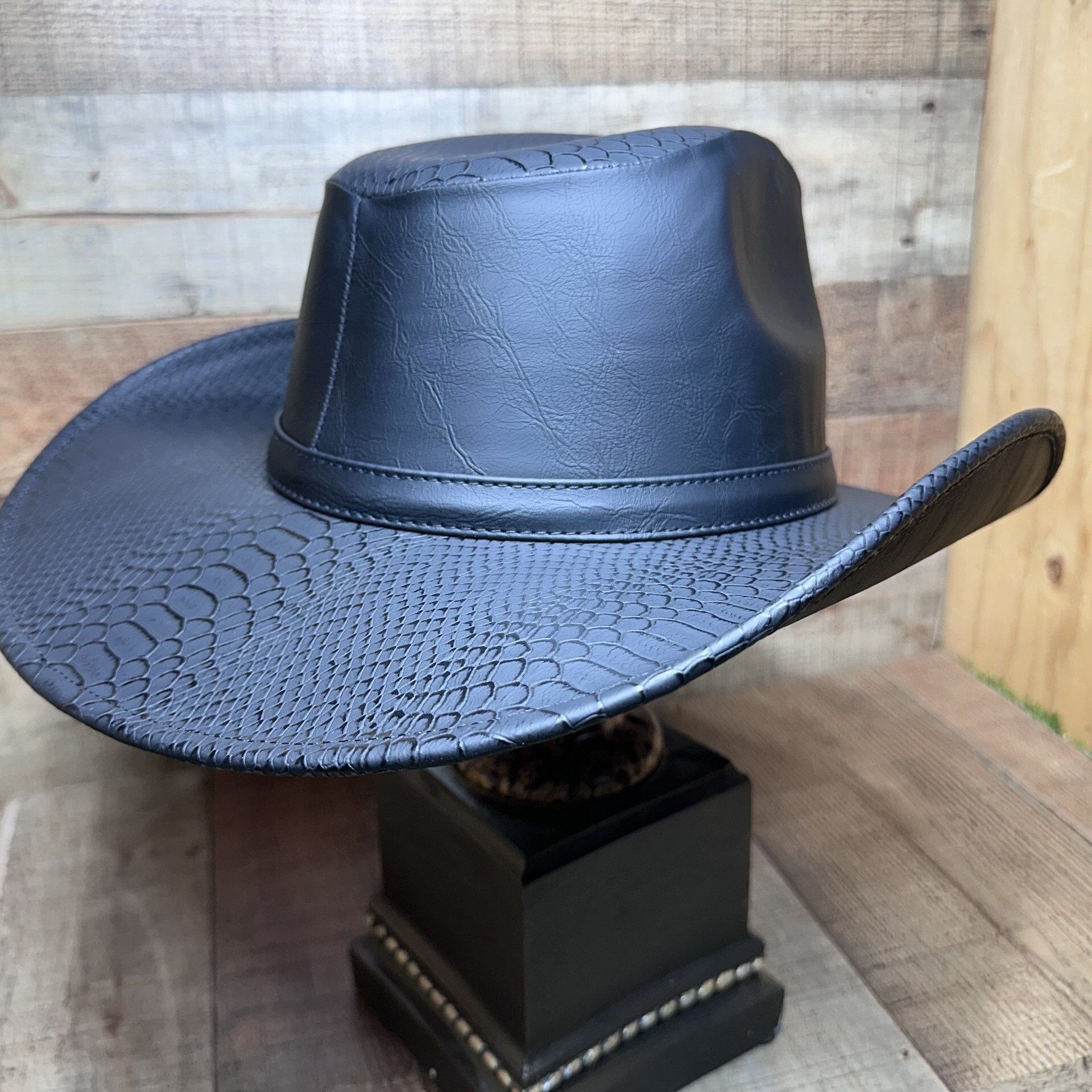 Black Python Western Cowboy Hat - Leather-like Finish - Etsy