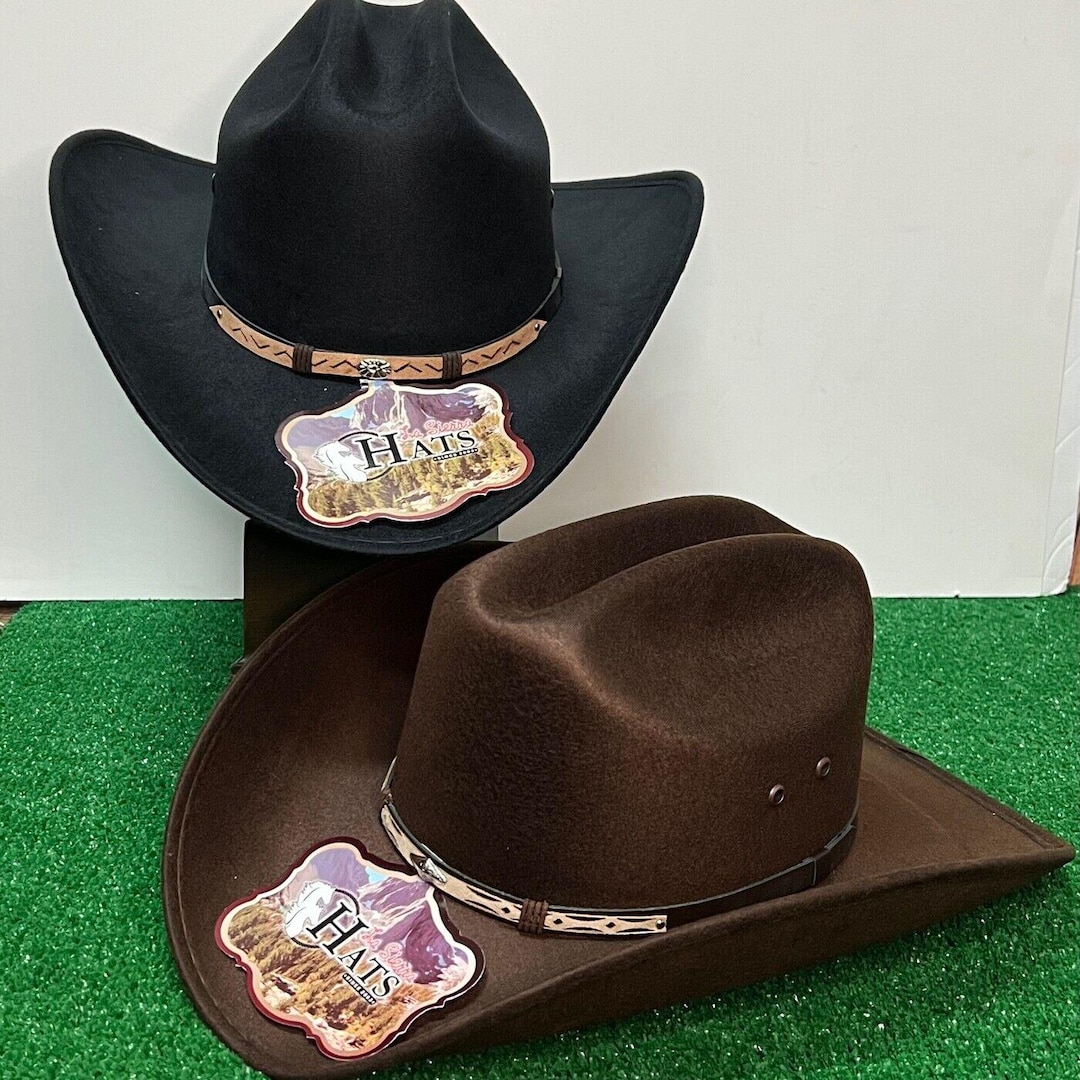 Men Cowboy Western Hat Faux Felt Tejana Vaquera Rodeo Caballero Sinaloa ...