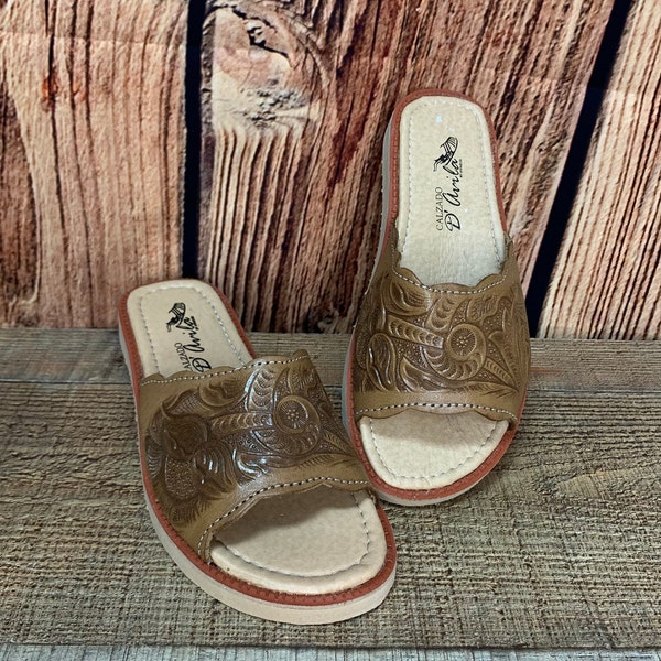 Tooled Leather Sandals - Etsy