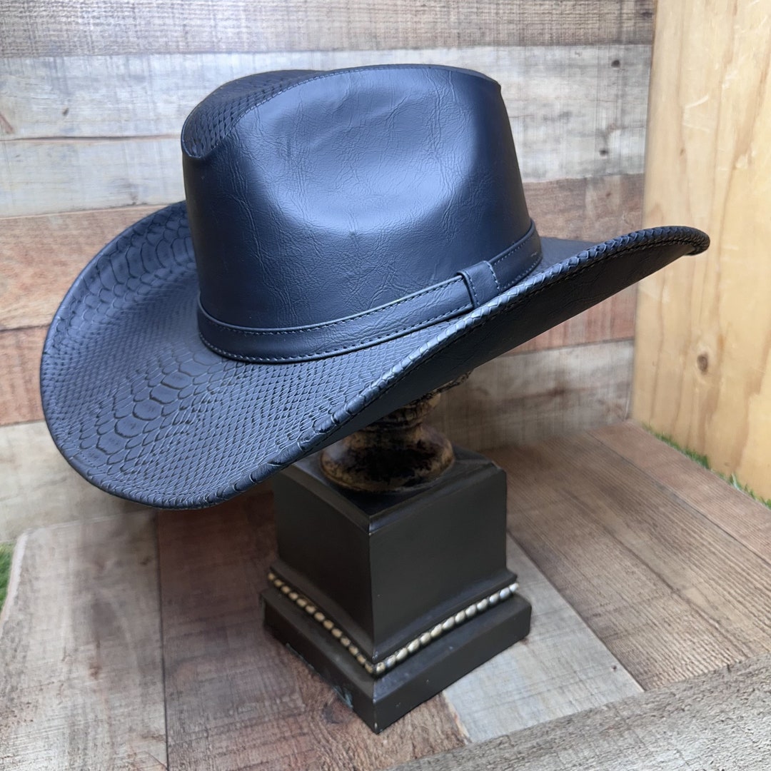 Black Python Western Cowboy Hat - Leather-like Finish - Etsy