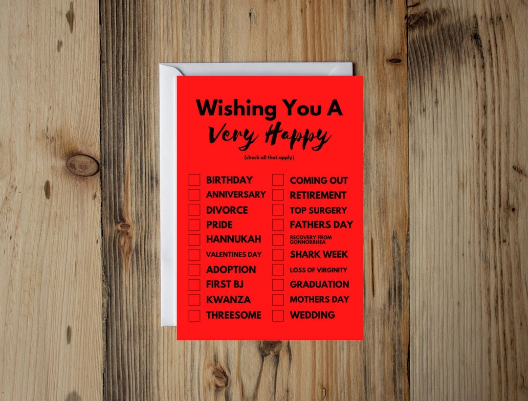 Dirty Greeting Card | Checklist | Funny Greeting Card | Funny Greeting ...