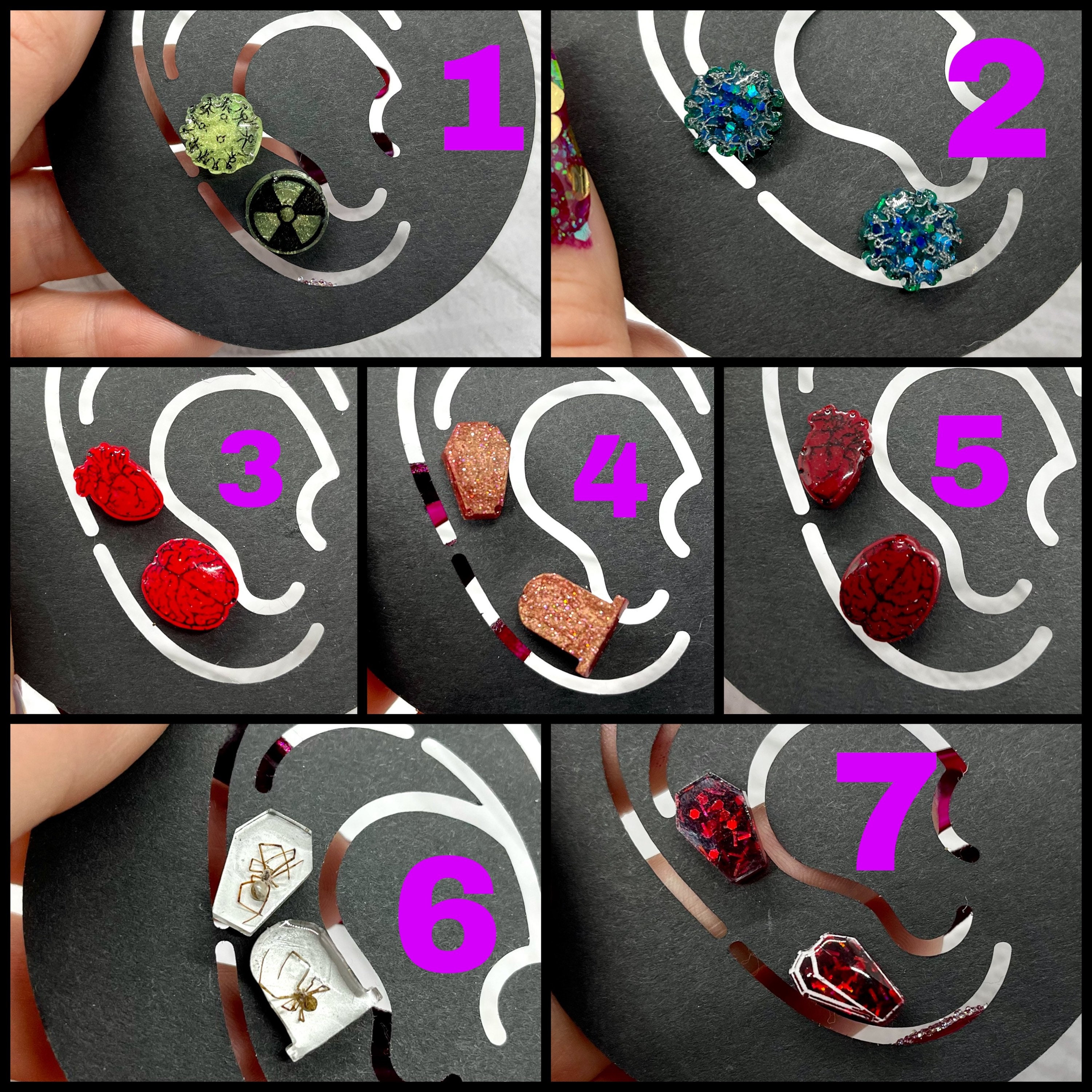 Stud Earrings Coffin, Gravestone, Real Preserved Spider & Bugs - Etsy ...