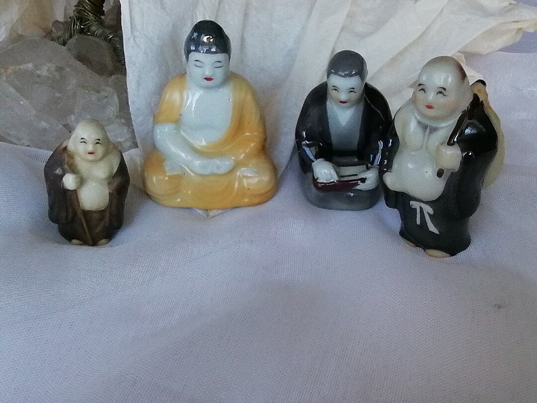 Vintage Porcelain Miniature Buddha Collection - Exquisite Set of 4 for ...