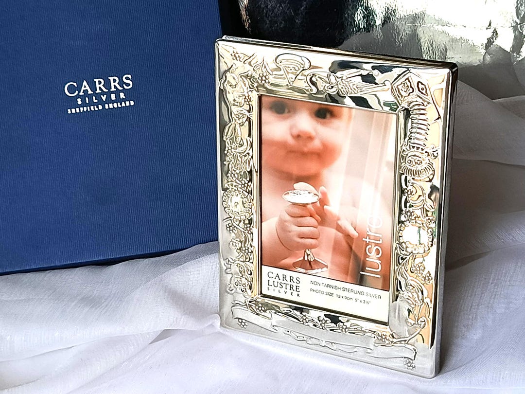Vintage Carrs Sterling Silver Baby Photo Frame: Sheffield Hallmarked ...