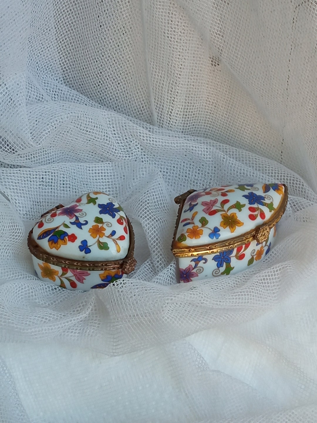 Vintage Porcelain Pair of Trinket Boxes. Fine Portuguese Porcelain ...