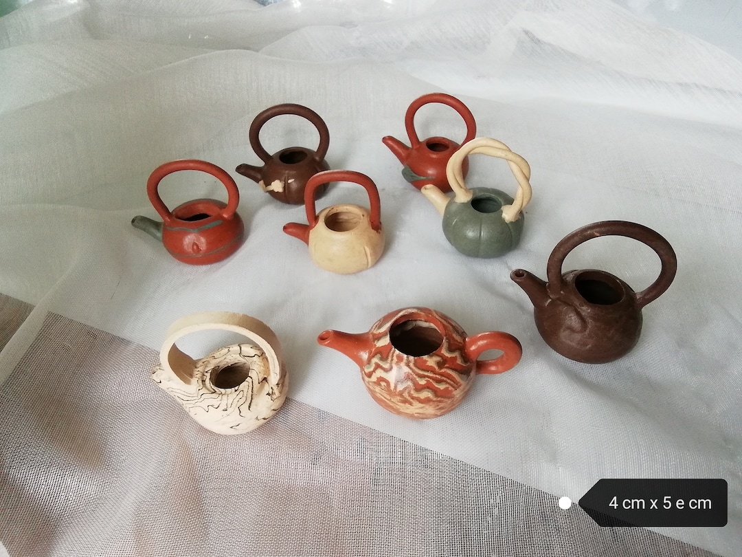 Vintage Miniature Terracotta Teapot Collection - Set of 6 - Etsy