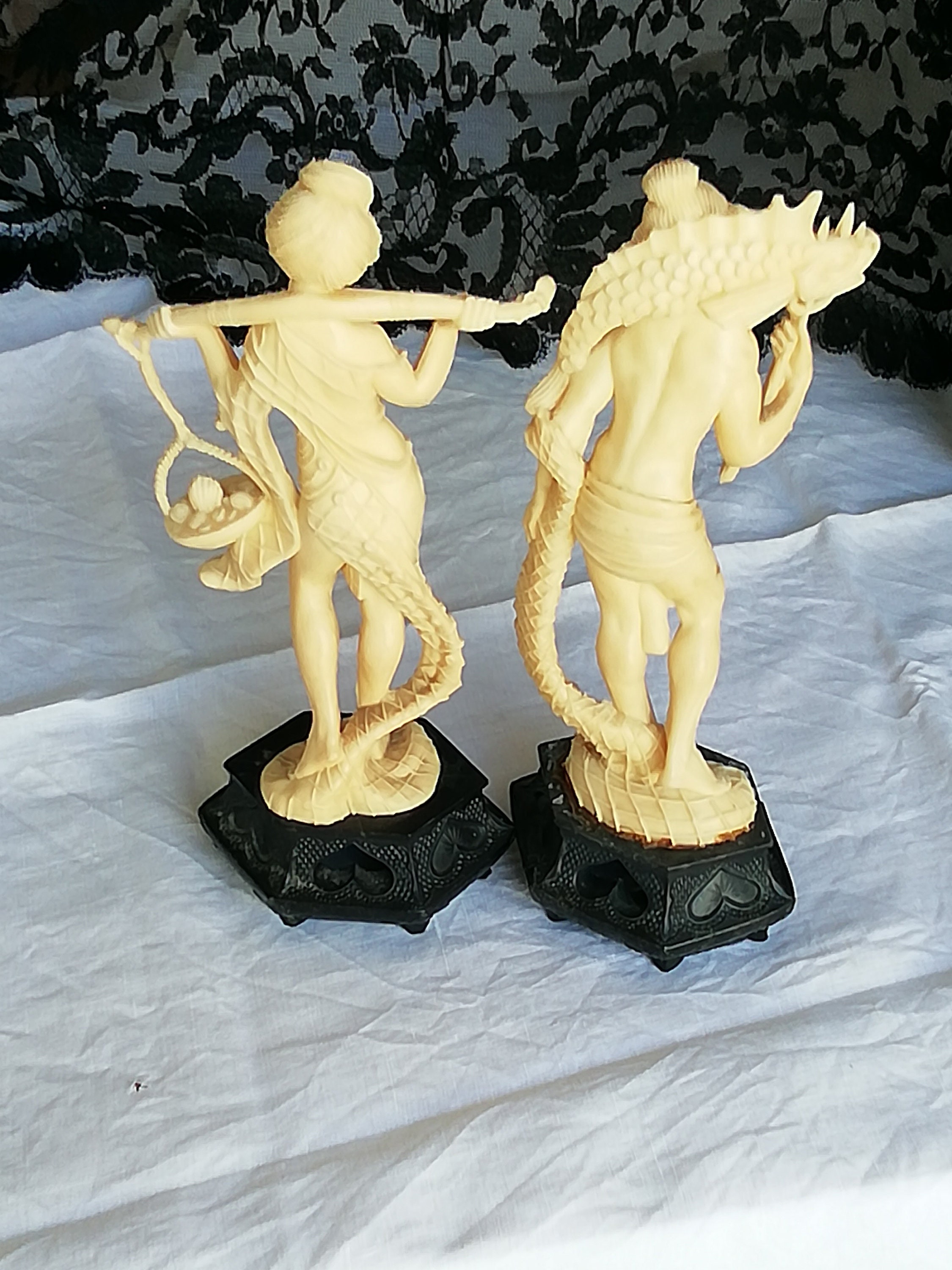 Vintage Italian-made Asian Pair Statues in Oriental Style With Plastic ...