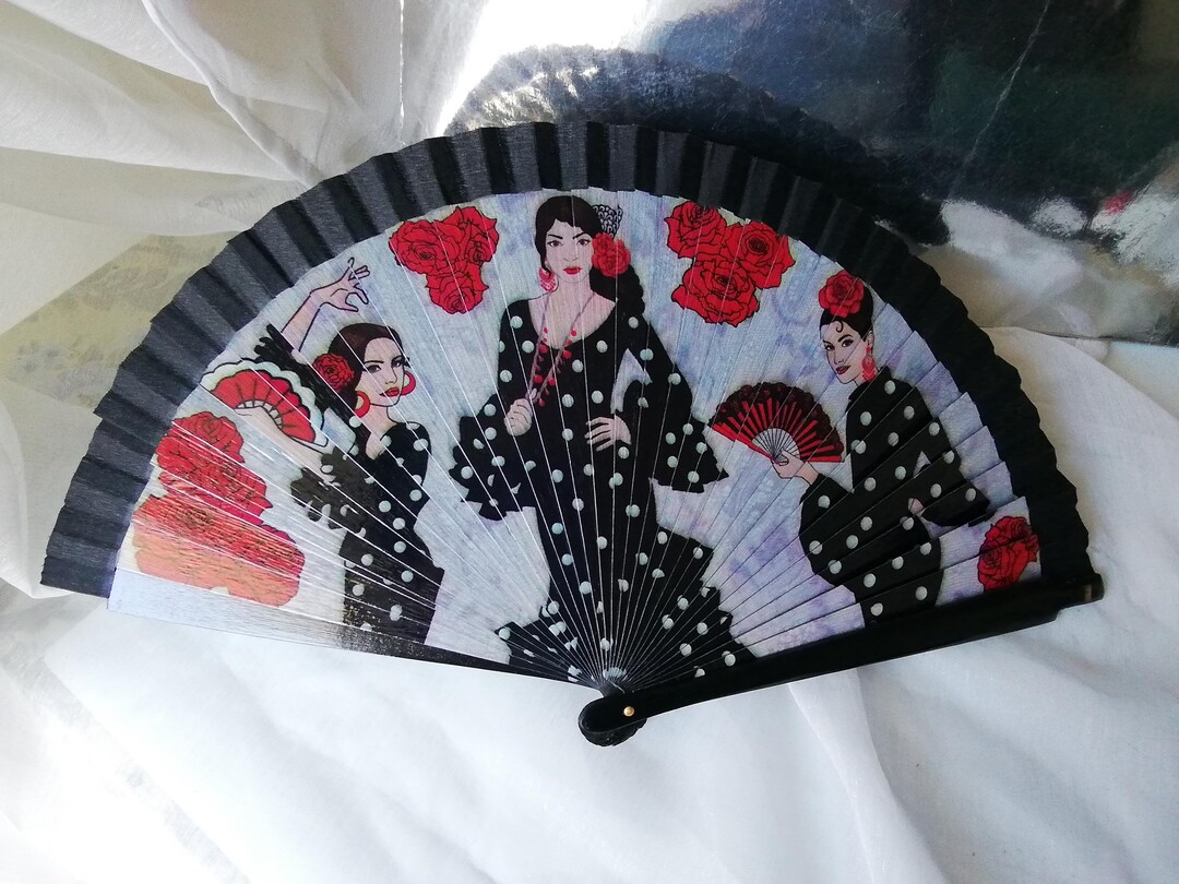 Leque de dança espanhola vintage - Leque de mão de flamenco tradicional ...
