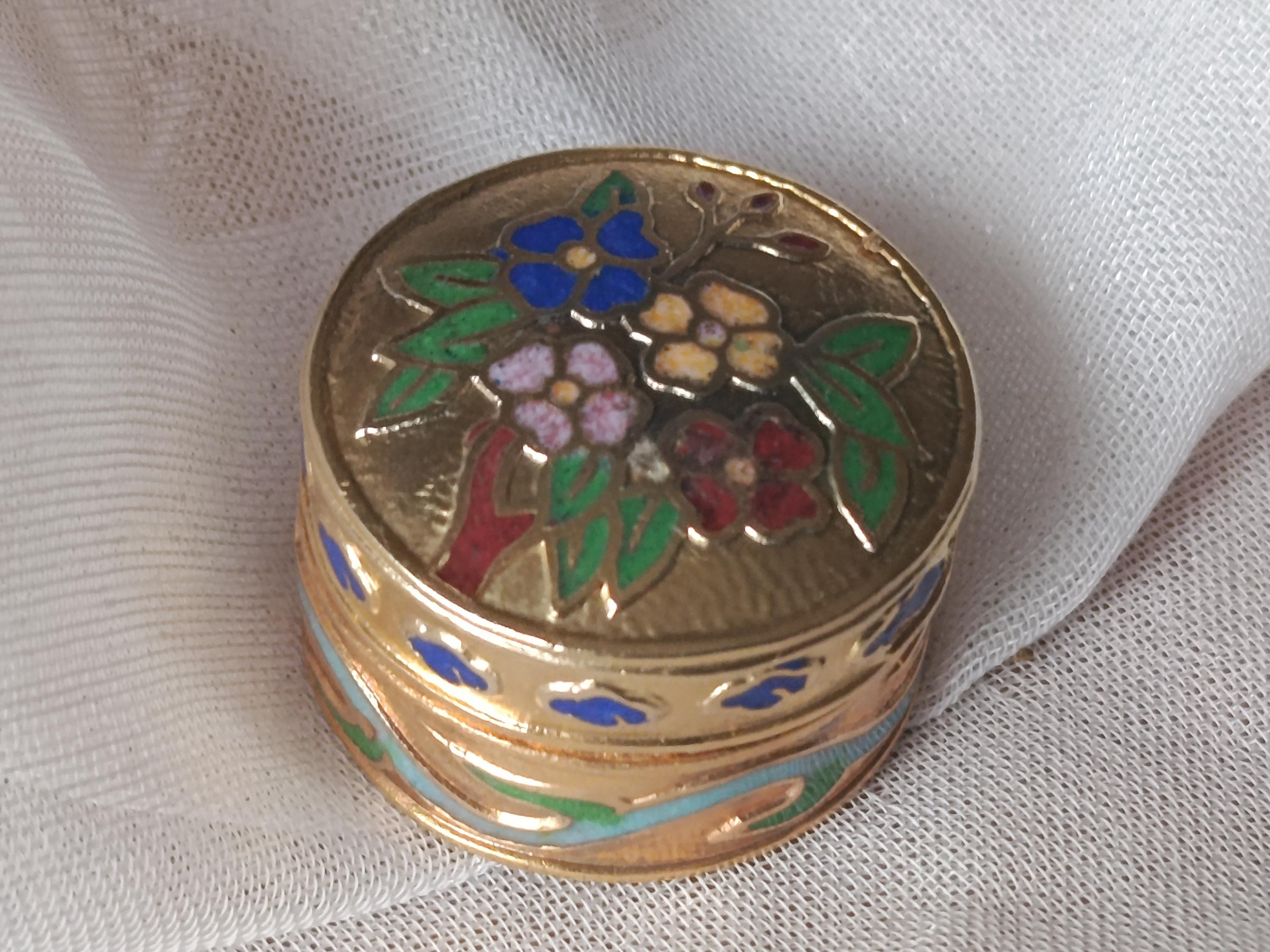Vintage Chinese Cloisonné Pill Box – Handcrafted Enameled Bronze Mini ...