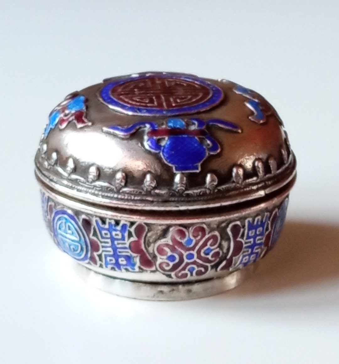 Antique Chinese Enamel Silver Alloy Box - 19th Century - Hand Carved - Etsy