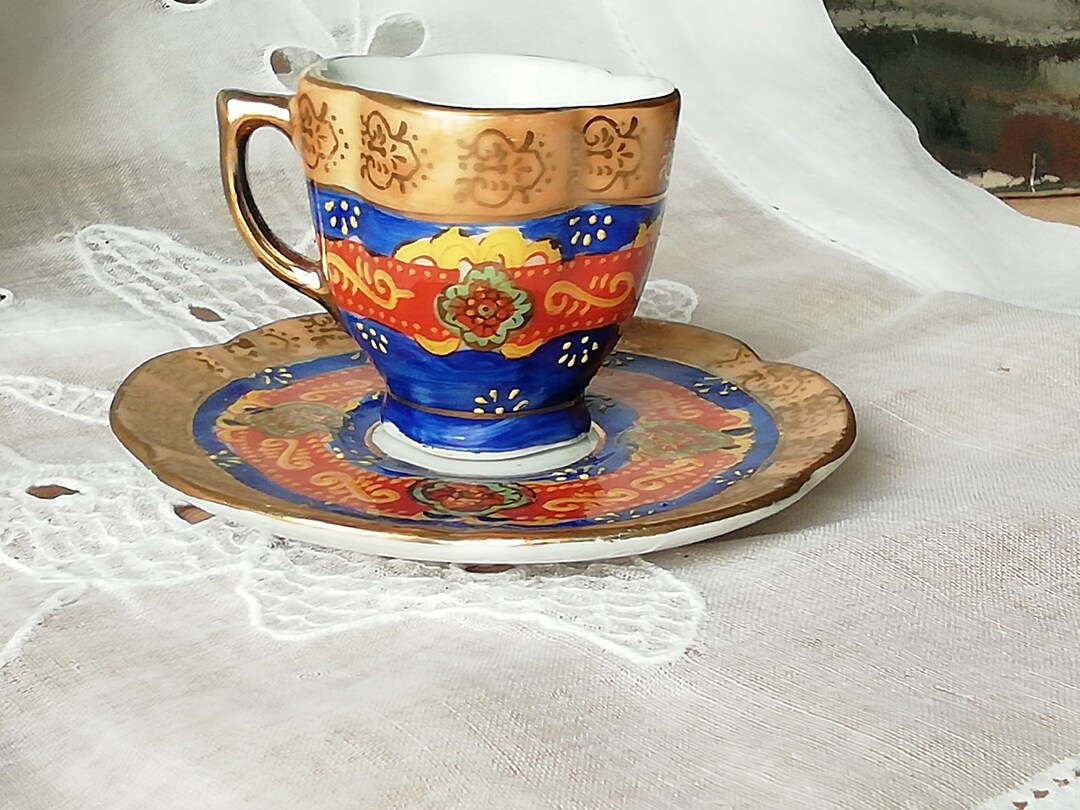 Vintage Miniature Coffee Cup Set Fine Porcelain, Rococo Style, Hand ...