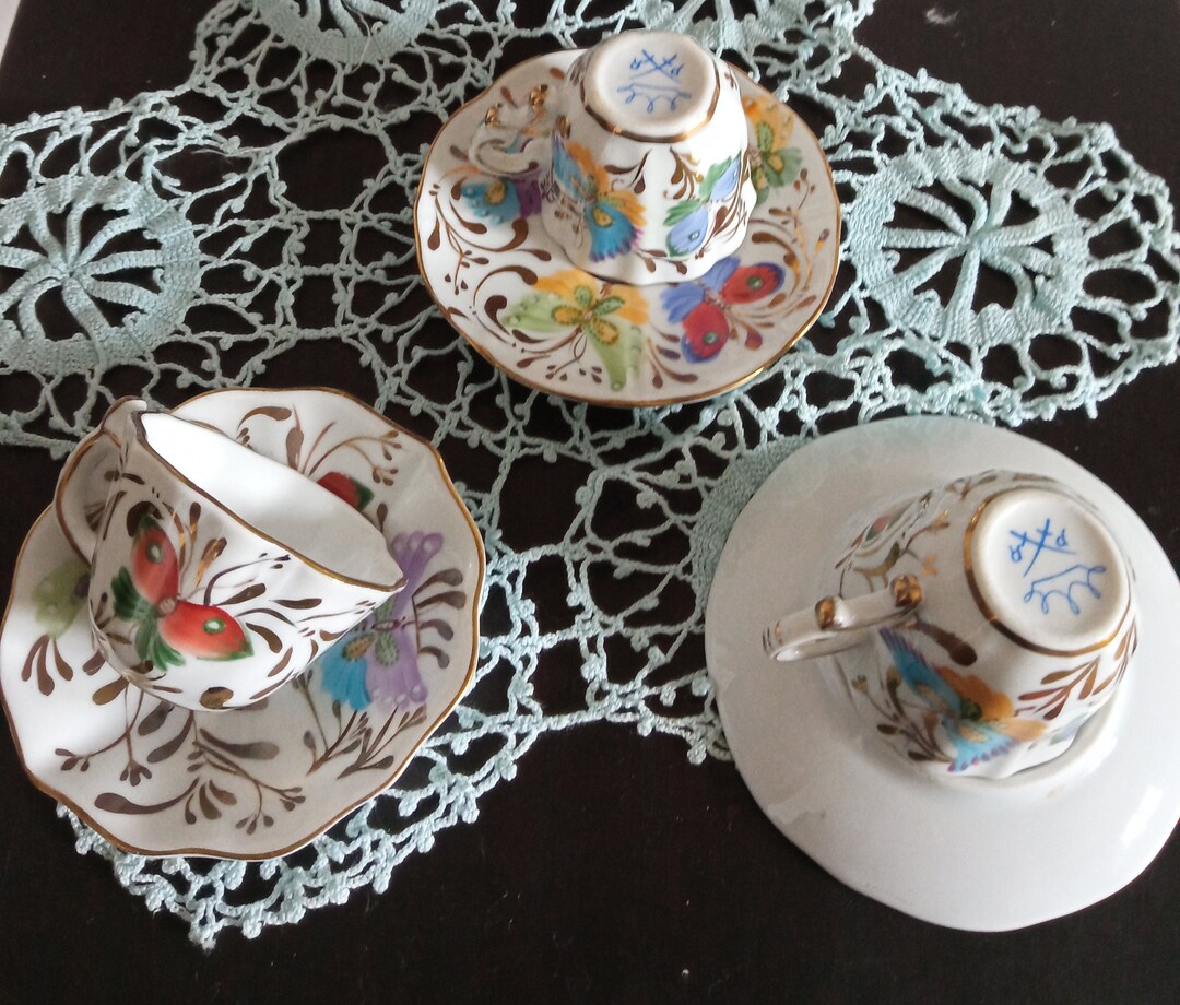 Vintage Miniature Fine French Paris Royal Porcelain Set of Hand-painted ...