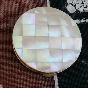 Vintage Mother of Pearl Compact Powder Box - Antique Refillable Makeup ...