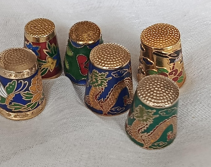 Vintage Chinese Cloisonné Thimble Collection - Antique Enamel Thimbles ...